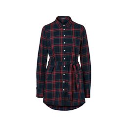Tchibo - Karierte Longbluse aus Baumwoll-Flanell - Damen - Gr. 46 - dunkelblau/kariert