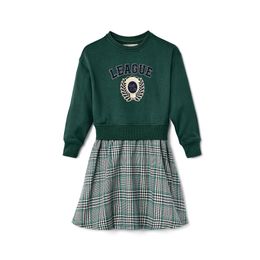 Tchibo - Sweatkleid mit Webrock - M&auml;dchen - Gr. 146/152 - dunkelblau/kariert