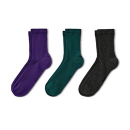 Tchibo - 3 Paar Ripp-Socken - Damen - Gr. 35-38 - dunkelgr&uuml;n