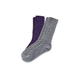 Tchibo - 2 Paar Kuschelsocken mit Zopfmuster - Damen - Gr. 39-42 - hellgrau