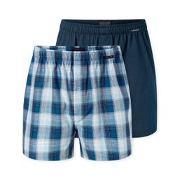 2 Schiesser Web-Boxer - Herren - Gr. Xxl/8 - blau/kariert