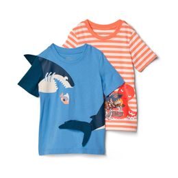 Tchibo - 2 Kinder-T-Shirts mit Applikation - Jungen - Gr. 122/128 - creme