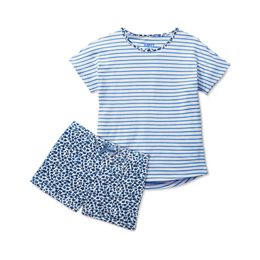 Tchibo - Shorty-Pyjama - M&auml;dchen - Gr. 122/128 - wei&szlig;/gestreift