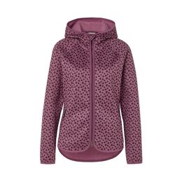 Tchibo - Strickfleecejacke mit Kapuze - Damen - Gr. XXL - bordeaux/print
