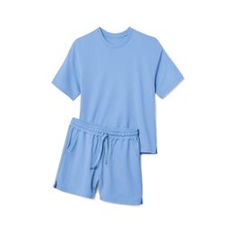 Tchibo - Kurzer Piqu&eacute;-Hausanzug - Damen - Gr. S - blau