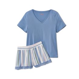 Tchibo - Shorty-Pyjama - Damen - Gr. XL - blau/gestreift