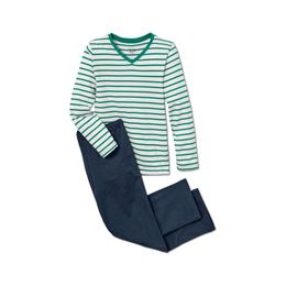 Tchibo - Pyjama aus Bio-Baumwolle - Jungen - Gr. 158/164 - dunkelblau/gestreift