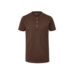 Tchibo - Kurzarm-Henley - Herren - Gr. XL - braun
