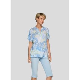 Rabe Bluse in Hellblau/ Wei&szlig; - 62% | Gr&ouml;&szlig;e 46 | Damen-blusen