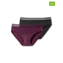 Schiesser 2er-Set: Slips in Pflaume/ Schwarz - 47% | Gr&ouml;&szlig;e 42/44 | Damen-unterteile