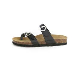 BABUNKERS Family Leder-Zehentrenner in Schwarz - 52% | Gr&ouml;&szlig;e 39 | Damen-sandalen