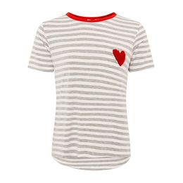 Zwillingsherz Shirt "Herz" in Wei&szlig;/ Grau - 47% | Gr&ouml;&szlig;e M | Damen-tops