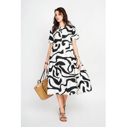 Le Jardin du Lin Kleid in Wei&szlig;/ Schwarz - 64% | Gr&ouml;&szlig;e 36 | Damen-kleider