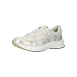 Paul Green Leder-Sneakers in Silber/ Creme - 78% | Gr&ouml;&szlig;e 37,5 | Damen-schnuerschuhe