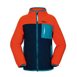 Peek U Fleecejacke "Wave" in Orange/ Dunkelblau - 62% | Gr&ouml;&szlig;e 110 | Kids-fleecejacken-fleecepullover