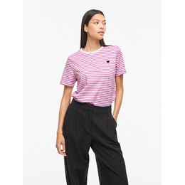 Vila Shirt "Vinora" in Rosa/ Wei&szlig; - 36% | Gr&ouml;&szlig;e S | Damen-tops