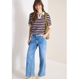 Cecil Poloshirt in Wei&szlig;/ Aubergine - 35% | Gr&ouml;&szlig;e L | Damen-tops