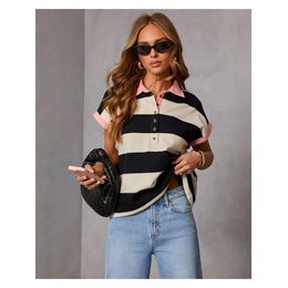 Milan Kiss Poloshirt in Beige/ Schwarz - 57% | Gr&ouml;&szlig;e M | Damen-tops
