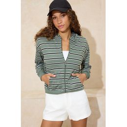 Trendyol Sweatjacke in Gr&uuml;n - 59% | Gr&ouml;&szlig;e M | Damen-sweatshirts-jacken