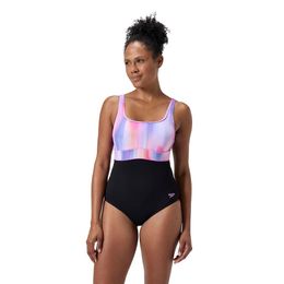 Speedo Shaping-Badeanzug "Eclipse" in Schwarz/ Lila - 36% | Gr&ouml;&szlig;e 42 | Damen-bademode