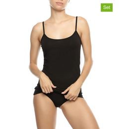 COTONELLA 2er-Set: Hemdchen in Schwarz - 44% | Gr&ouml;&szlig;e L | Damen-loungewear