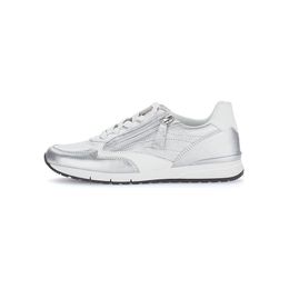 Gabor Leder-Sneakers in Wei&szlig;/ Silber - 61% | Gr&ouml;&szlig;e 36 | Damen-sneakers