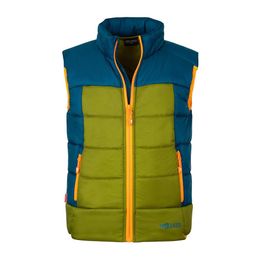 Trollkids Steppweste "Hardanger" in Khaki/ Blau/ Orange - 46% | Gr&ouml;&szlig;e 140 | Kinderjacken