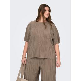 Only Carmakoma Plisseebluse "Ravenna" in Taupe - 40% | Gr&ouml;&szlig;e S-42/44 | Damen-blusen
