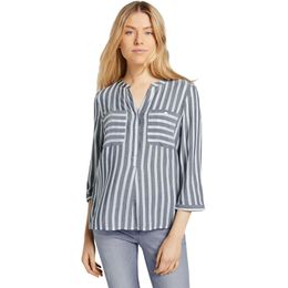 Tom Tailor Bluse in Dunkelblau/ Creme - 65% | Gr&ouml;&szlig;e 38 | Damen-blusen