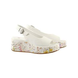H&ouml;gl H&ouml;gl Leder-Keilsandaletten in Creme - 48% | Gr&ouml;&szlig;e 37,5 | Damen-sandalen