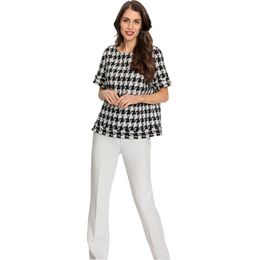 Heine Bluse in Creme/ Schwarz - 83% | Gr&ouml;&szlig;e 34 | Damen-blusen