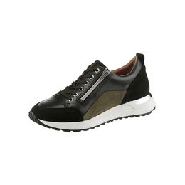 Heine Leder-Sneakers in Schwarz/ Khaki - 75% | Gr&ouml;&szlig;e 40 | Damen-sneakers