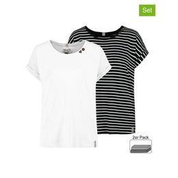 Sublevel 2er-Set: Shirts in Wei&szlig;/ Schwarz - 74% | Gr&ouml;&szlig;e XS | Damen-tops