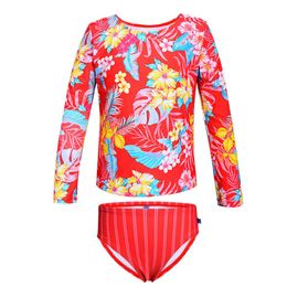 Peek U 2tlg. Badeoutfit "Sandy" in Rot/ Bunt - 48% | Gr&ouml;&szlig;e 140 | Kinder-bademode