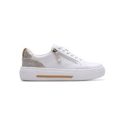 Clarks Leder-Sneakers "Hollyhock Zip" in Wei&szlig;/ Silber - 57% | Gr&ouml;&szlig;e 38 | Damen-sneakers
