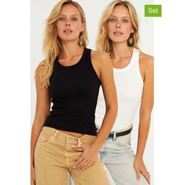 Cool & Sexy 2er-Set: Tops in Schwarz/ Wei&szlig; - 35% | Gr&ouml;&szlig;e M | Damen-tops
