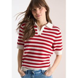 Cecil Poloshirt in Wei&szlig;/ Rot - 37% | Gr&ouml;&szlig;e XL | Damen-tops