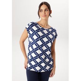 Aniston Shirt in Dunkelblau/ Wei&szlig; - 57% | Gr&ouml;&szlig;e 44 | Damen-tops