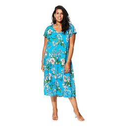 Aller Simplement Kleid in Blau/ Gr&uuml;n/ Wei&szlig; - 60% | Gr&ouml;&szlig;e 46/48 | Damen-kleider
