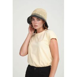 Lucky Bees Sonnenhut in Creme/ Schwarz - 50% | Damen-muetzen-caps