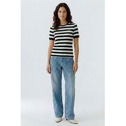 Oui Shirt in Wei&szlig;/ Schwarz - 43% | Gr&ouml;&szlig;e 42 | Damen-tops