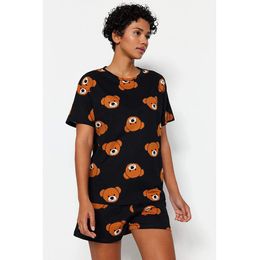 Trendyol Pyjama in Schwarz/ Hellbraun - 36% | Gr&ouml;&szlig;e M | Damen-loungewear