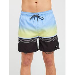 Rip Curl Badeshorts "Radial Line Volley" in Hellblau/ Gelb/ Schwarz - 41% | Gr&ouml;&szlig;e L | Herren-bademode-sport