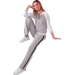 Heine Sweatjacke in Grau/ Creme - 60% | Gr&ouml;&szlig;e 50 | Damen-sweatshirts-jacken