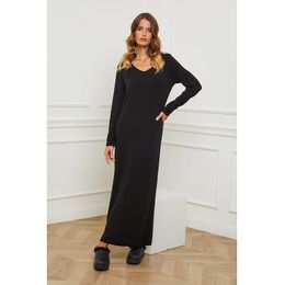 So Cachemire Strickkleid "Abalone" in Schwarz - 69% | Gr&ouml;&szlig;e L | Damen-kleider