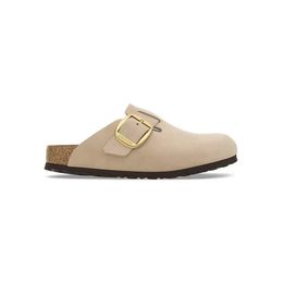 Birkenstock Leder-Clogs "Boston Big Buckle" in Sand - 14% | Gr&ouml;&szlig;e 38 | Damen-pantoletten