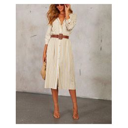 Milan Kiss Kleid in Beige/ Wei&szlig; - 56% | Gr&ouml;&szlig;e XL | Damen-kleider