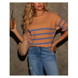 LA Angels Pullover in Orange/ Blau - 77% | Gr&ouml;&szlig;e L | Damen-pullover-cardigans