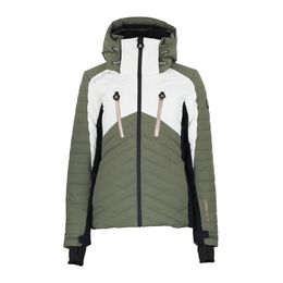 Peak Mountain Ski-/ Snowboardjacke "Acharme" in Khaki/ Wei&szlig; - 77% | Gr&ouml;&szlig;e XL | Damen-outdoorjacken