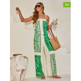 Milan Kiss 2tlg. Outift in Gr&uuml;n/ Wei&szlig; - 62% | Gr&ouml;&szlig;e M | Damen-tops